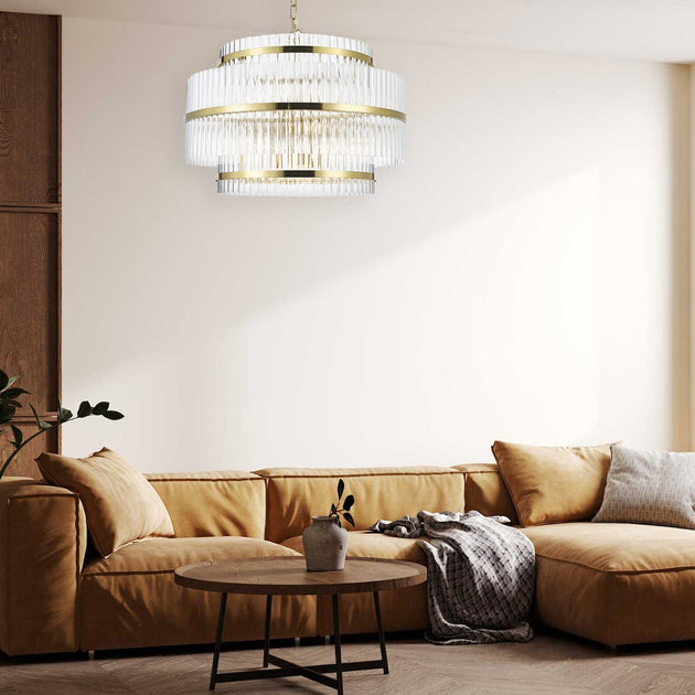 Harlow Collection - 3 Layer Chandelier - Satin Brass - W:70cm– Designer ...